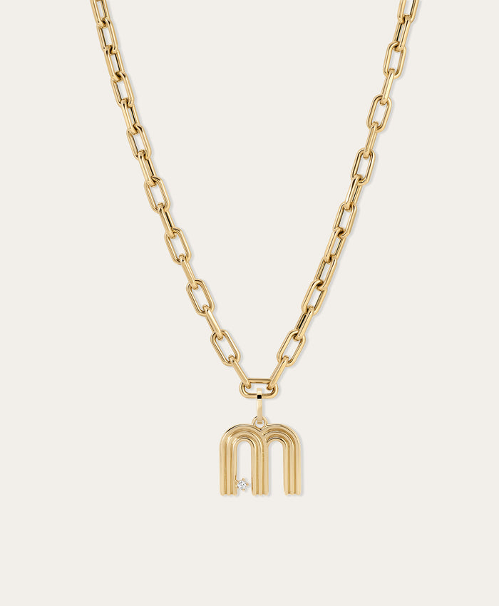 5.3mm Groovy Italian Chain Initial Necklace