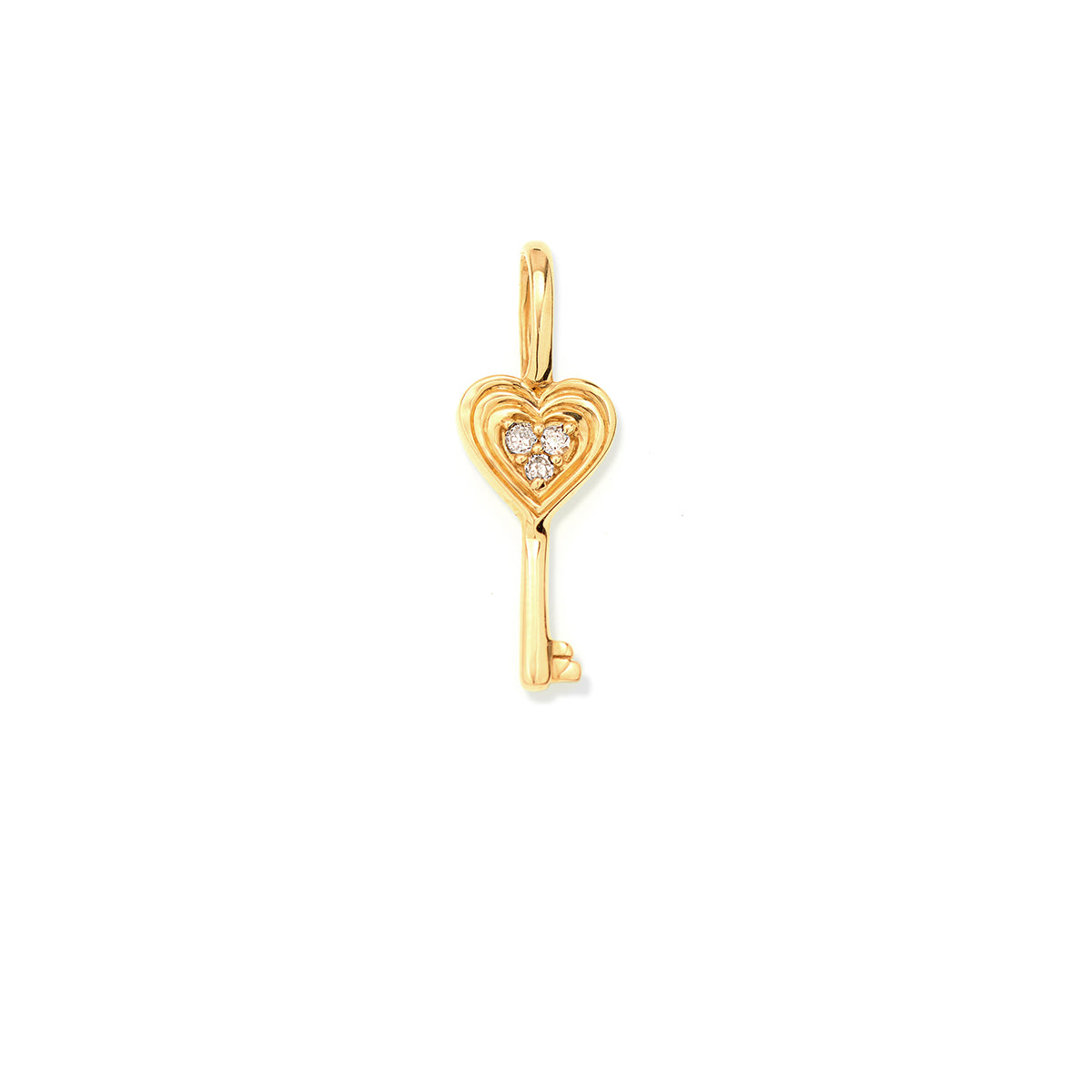 Small Diamond Heart Key Charm by Adina Reyter