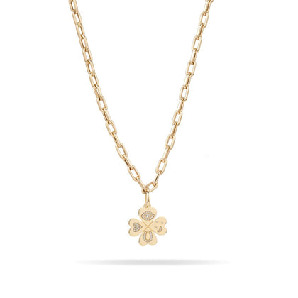 Good Luck Diamond Clover Hinged Charm