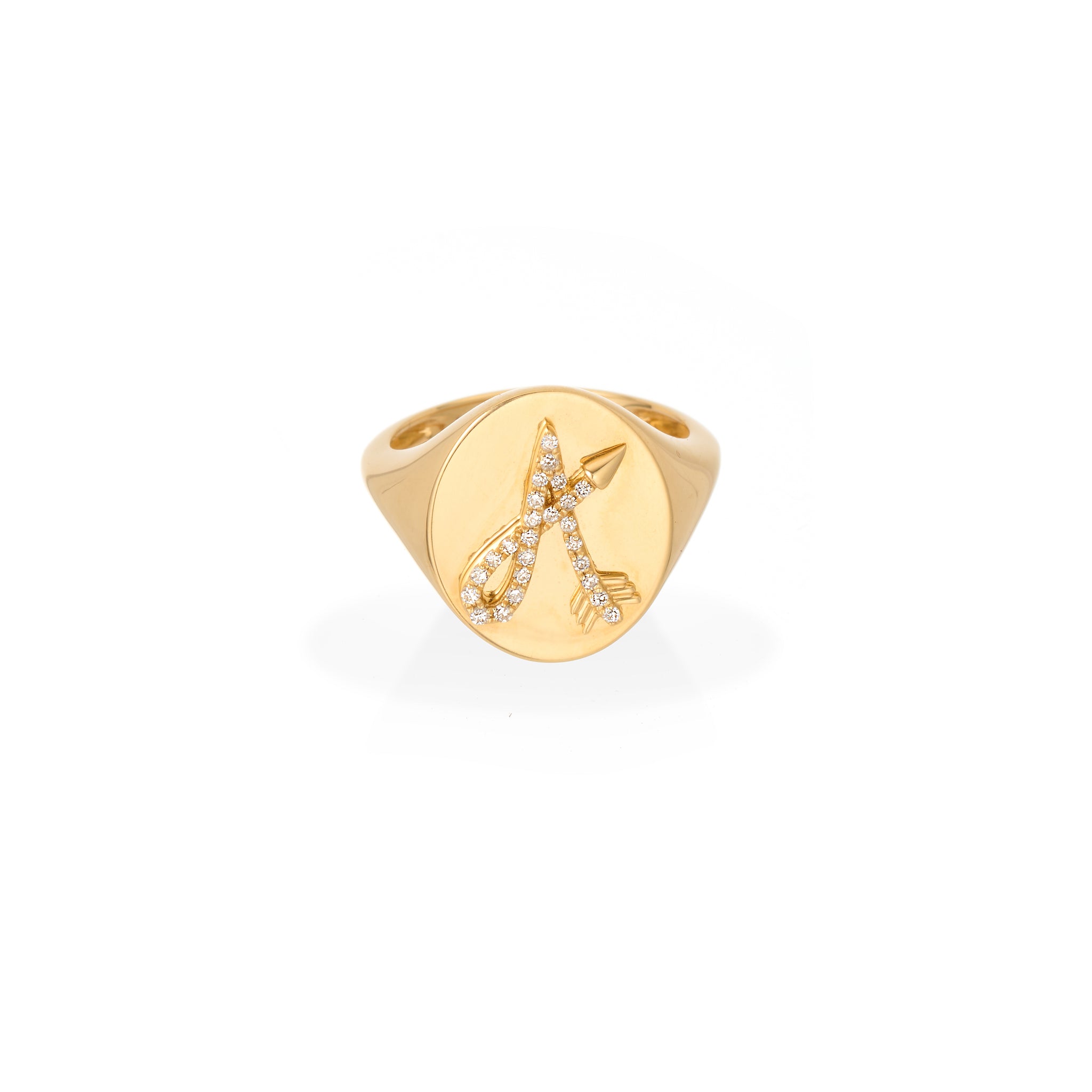 14k Gold Diamond Initial Signet Ring | Adina Reyter