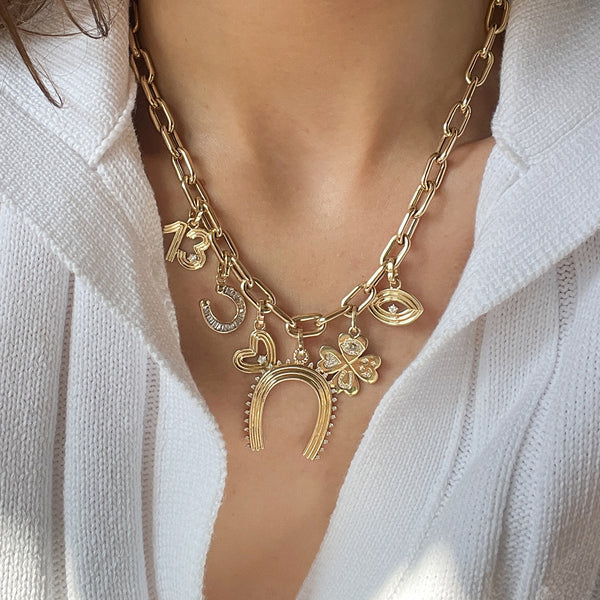 Good Luck Diamond Clover Charm – 14k Gold Pavé Charm | Adina Reyter