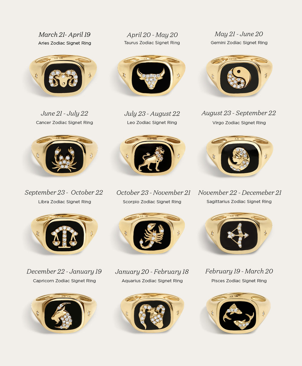 Zodiac Ceramic + Diamond Gemini Signet Ring
