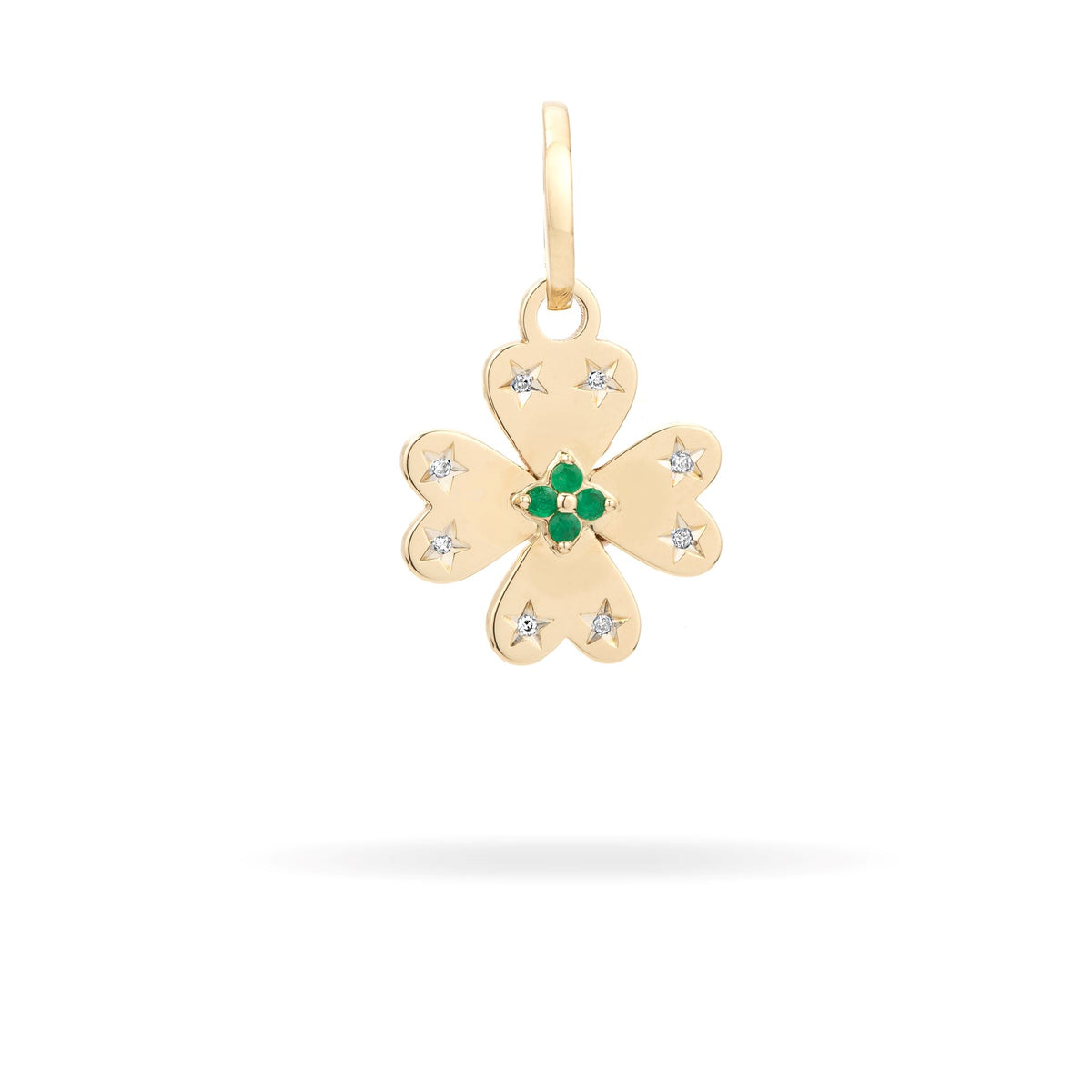 Emerald + Diamond Clover Hinged Charm